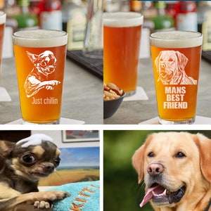 Custom Engraved Pint Glass With Your Dog's Photo - Engraved Gift for ...