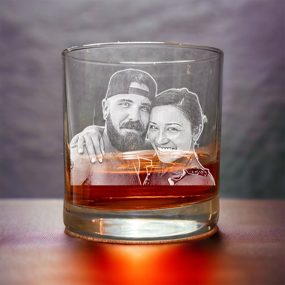 Personalized Photo Engraved Etched Whiskey Glass - Whiskey Gift for Dad ...