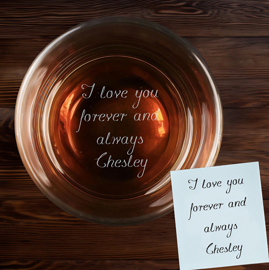 Custom Etched Handwriting Rock Glass - Engrave Your Handwritten Message ...