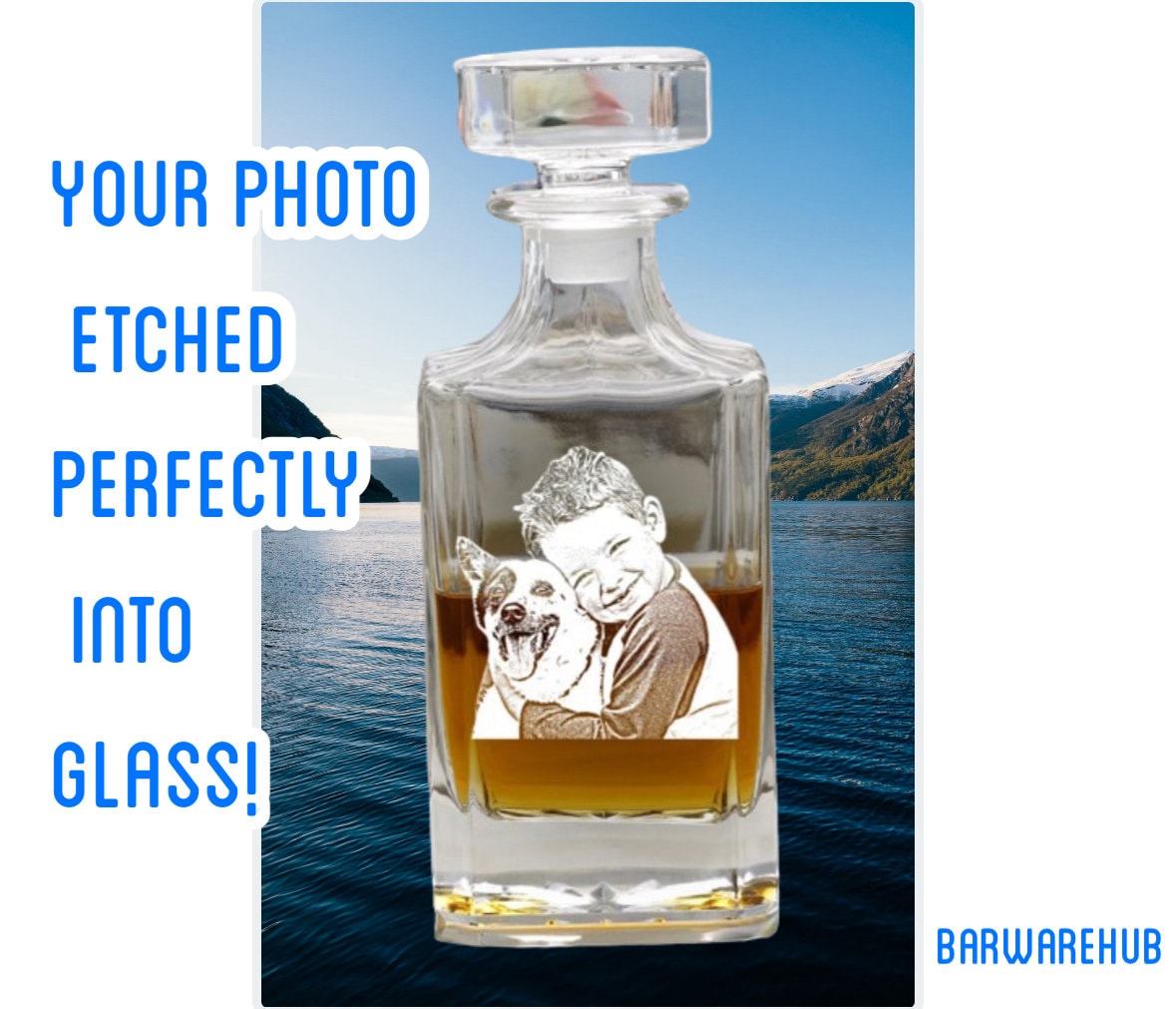 Personalized Photo Glass Decanter – Custom Etched Pet Lover Gift ...