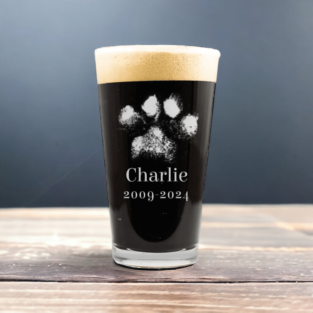 Etched Paw Print, Paw Prints Glass, Beer Glass, Pint Glass, Custom Beer ...