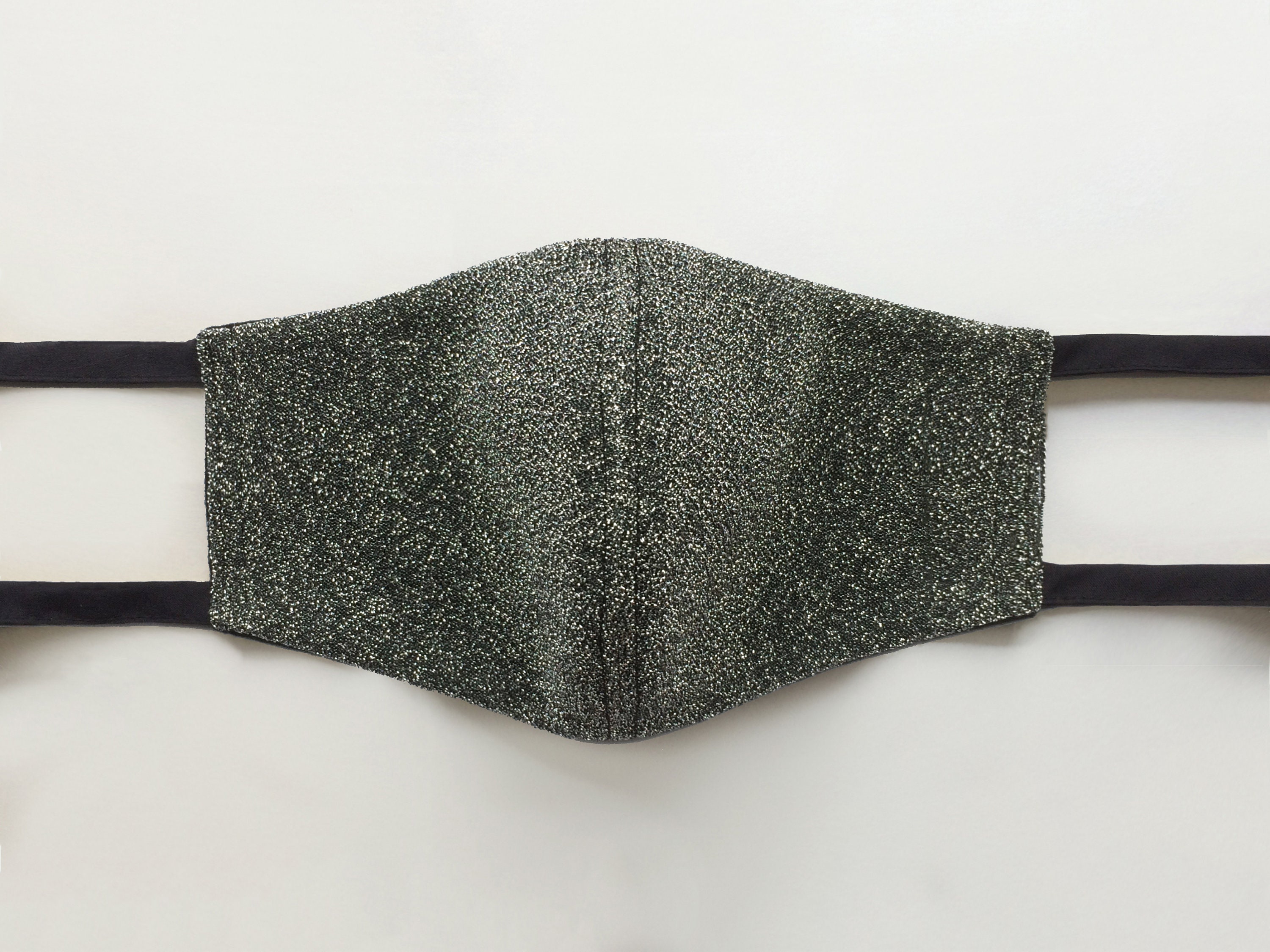 Silver Glitter Face Mask Sparkly Fitted Adjustable Straps High Quality ...