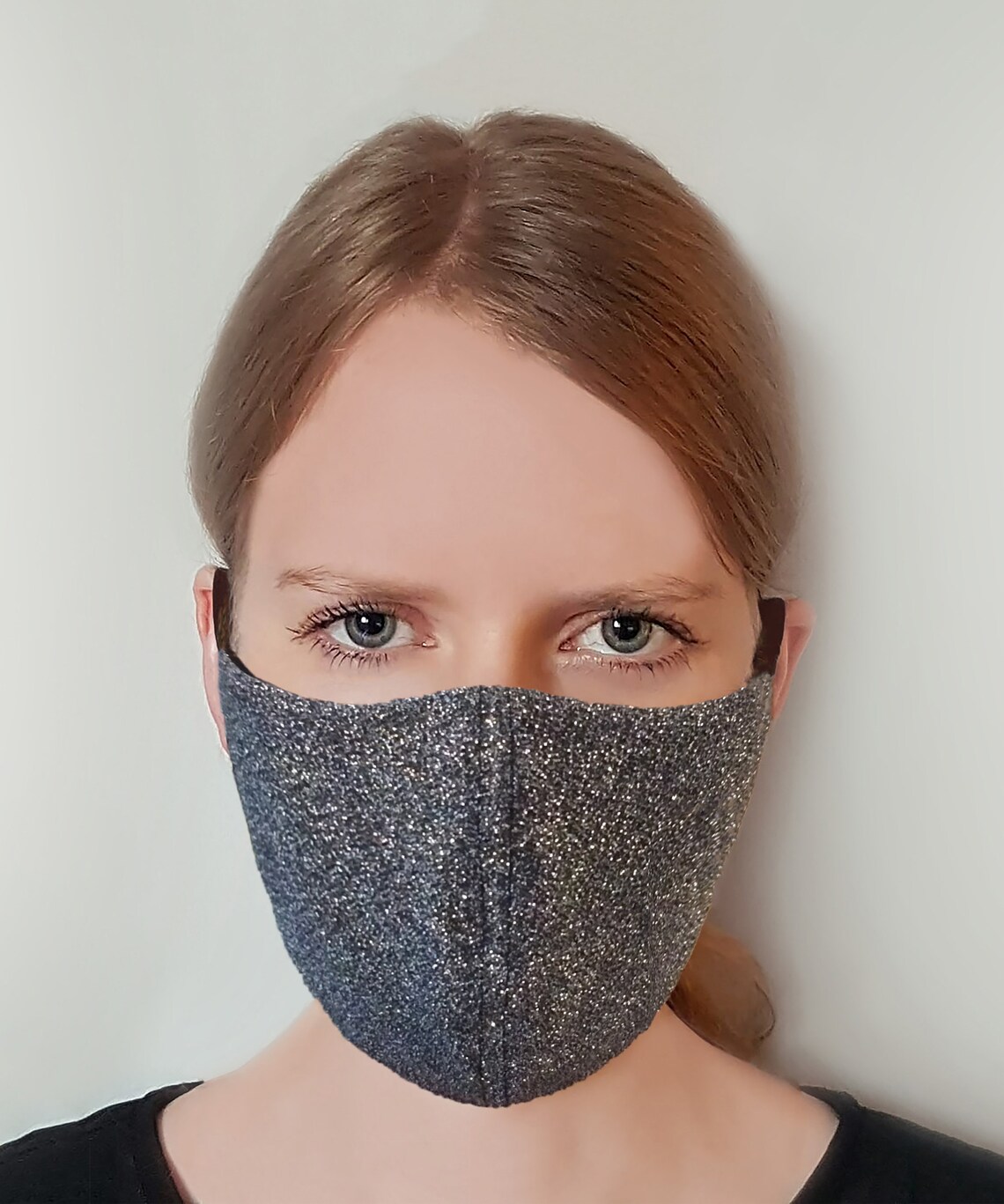 Silver glitter face mask Sparkly Fitted Adjustable | Etsy