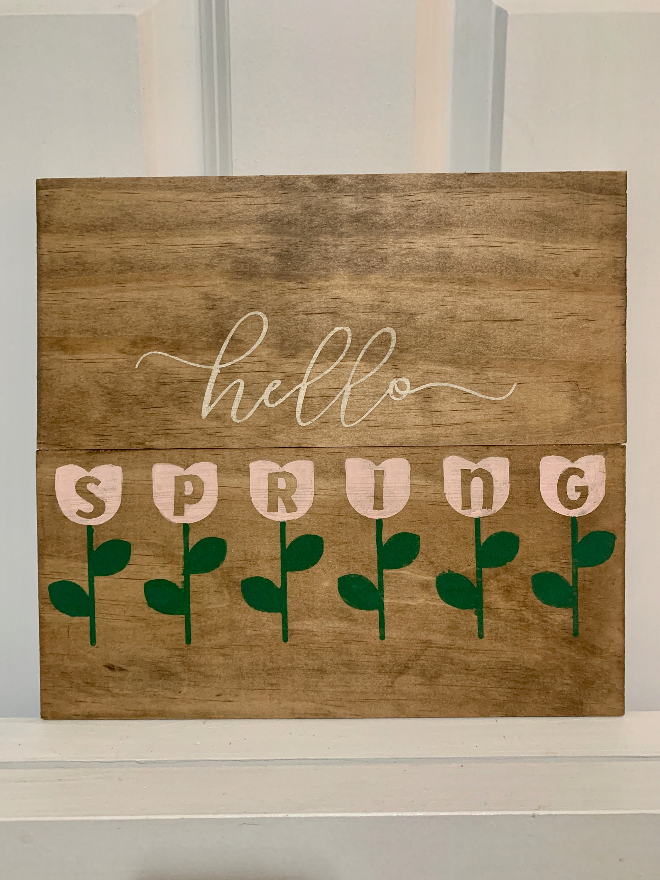 Customizable Hello Spring Wood Sign - Etsy UK
