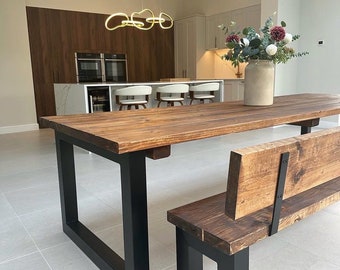 Solid Wood Rustic Dining Table. - Etsy UK