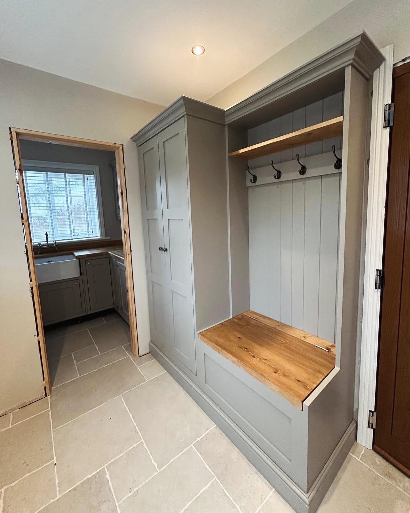 Painted Boot Room Mudroom Cupboard With Bench: Hallway Shoe Storage ...