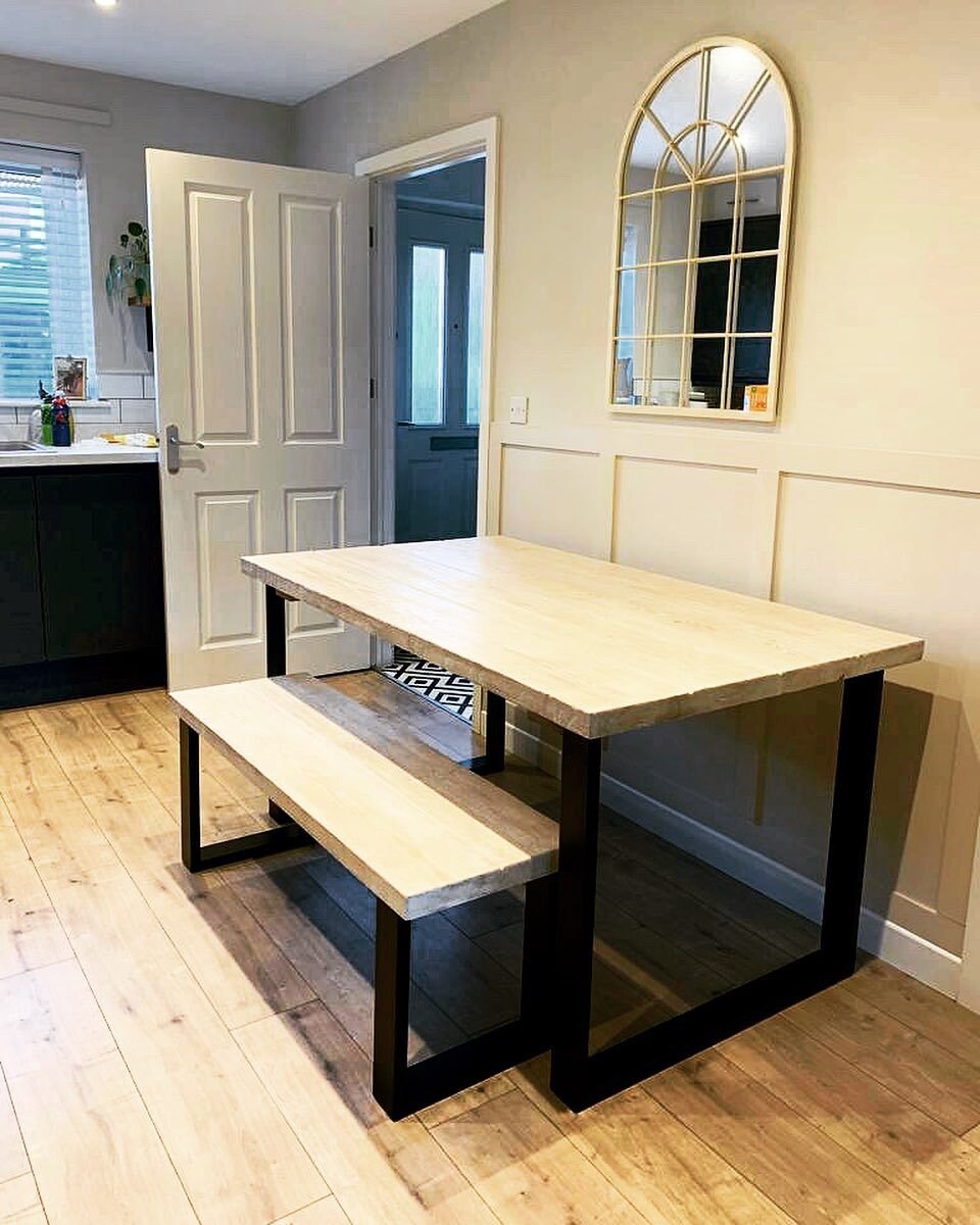 Square Leg Dining Table & One Bench Rustic Industrial Solid - Etsy