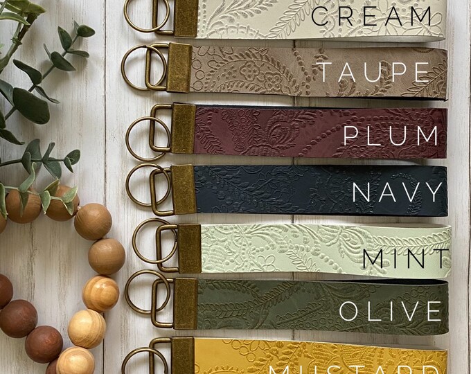 Embossed Faux Leather Key Fob Wristlets Leather Keychain Plum - Etsy