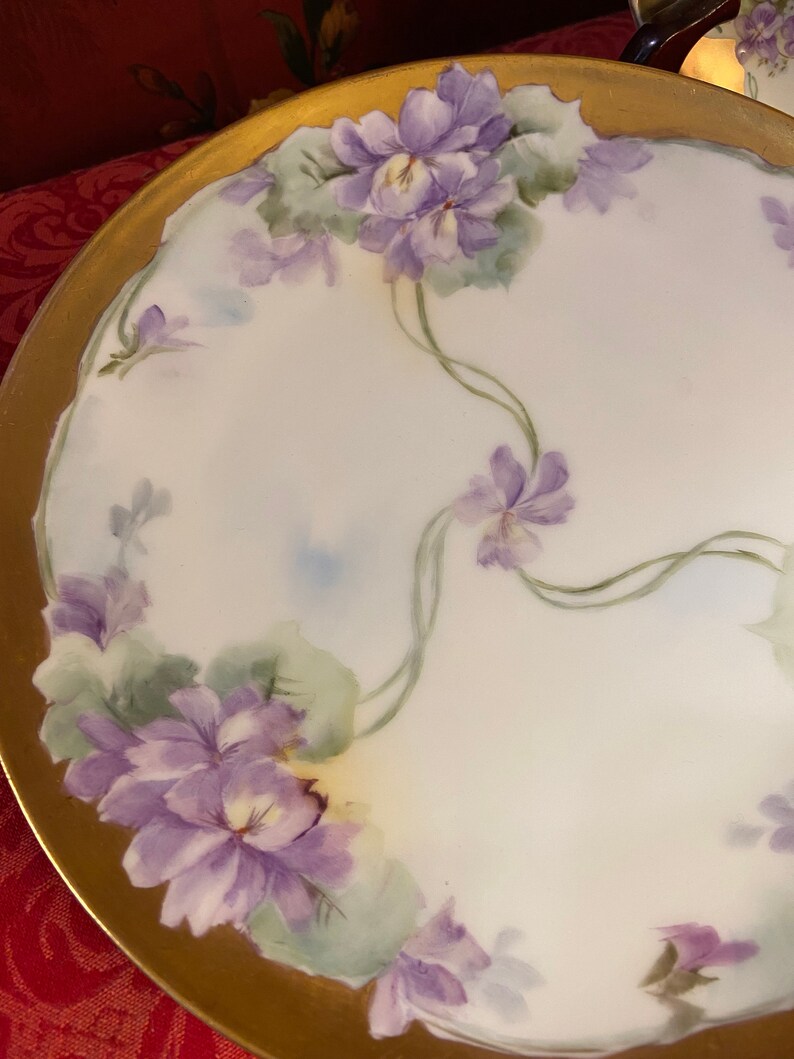 Violets and Yellow Rose Plates - Etsy