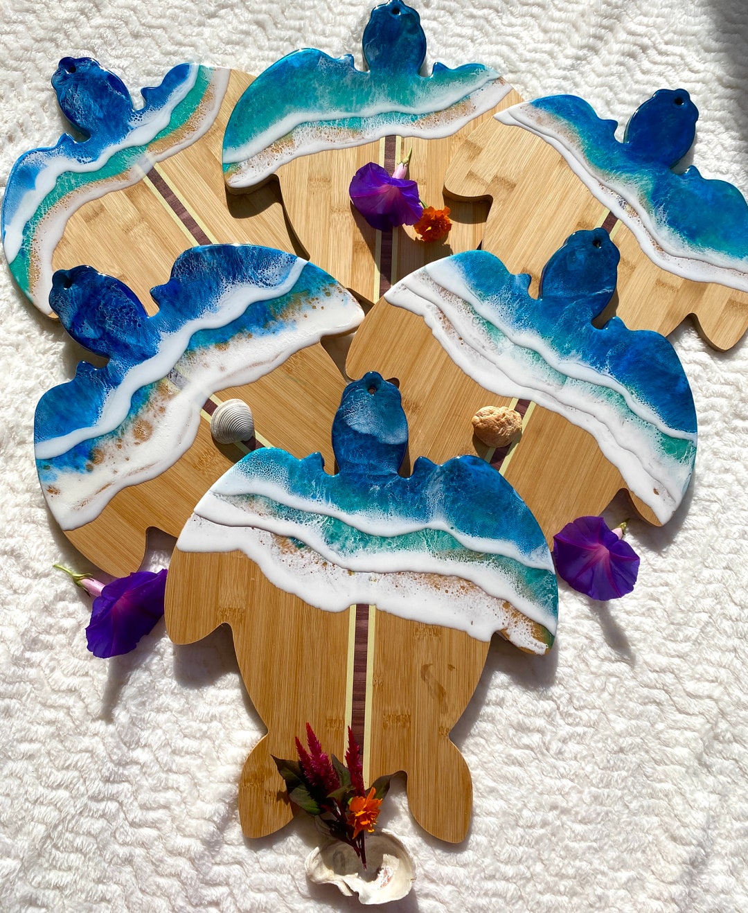 Made-to-order Sea Turtle Charcuterie Board W Resin Ocean Waves, Cheese ...