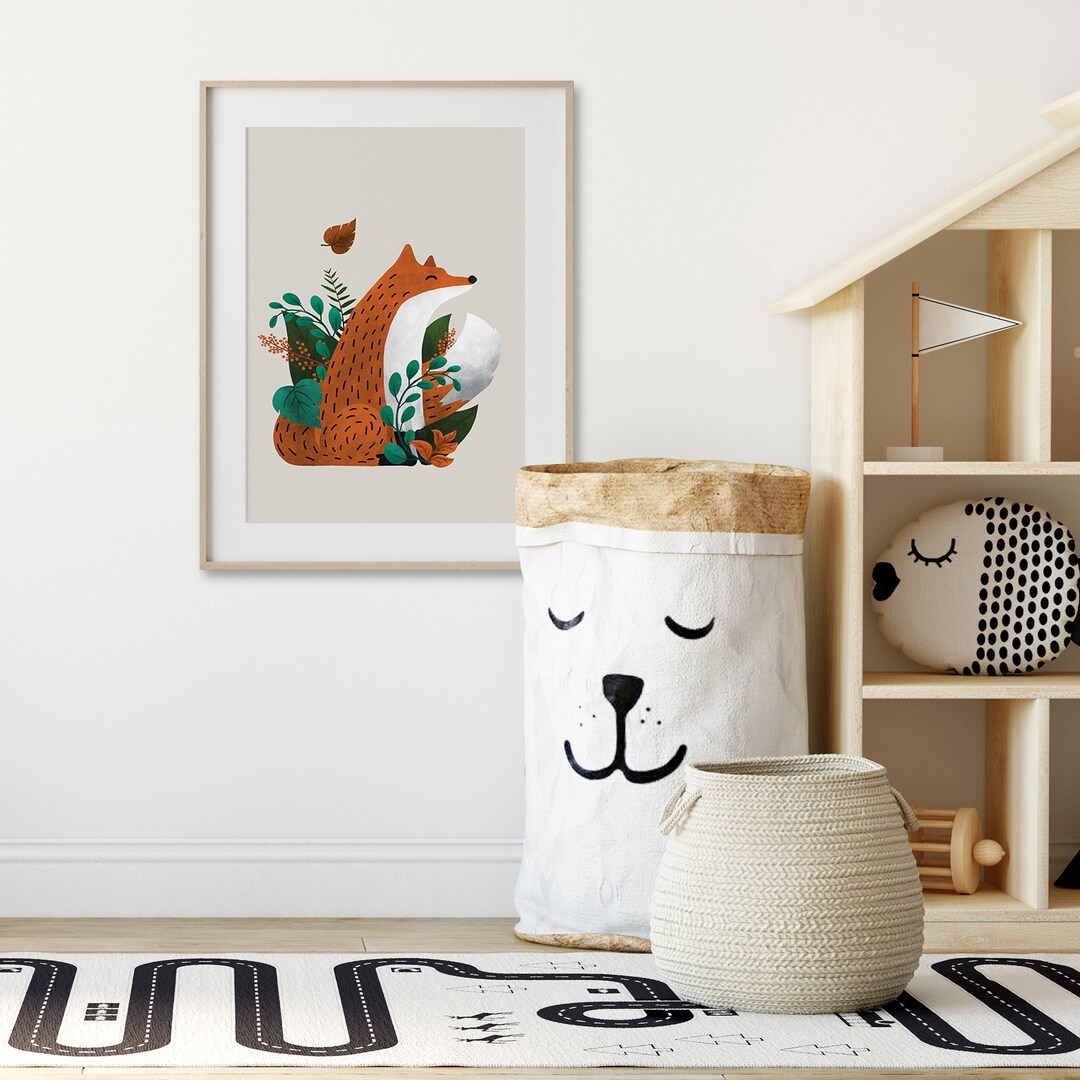 Fox Woodland Print - Childrens Scandi Nursery Print | Scandi Style Fox ...