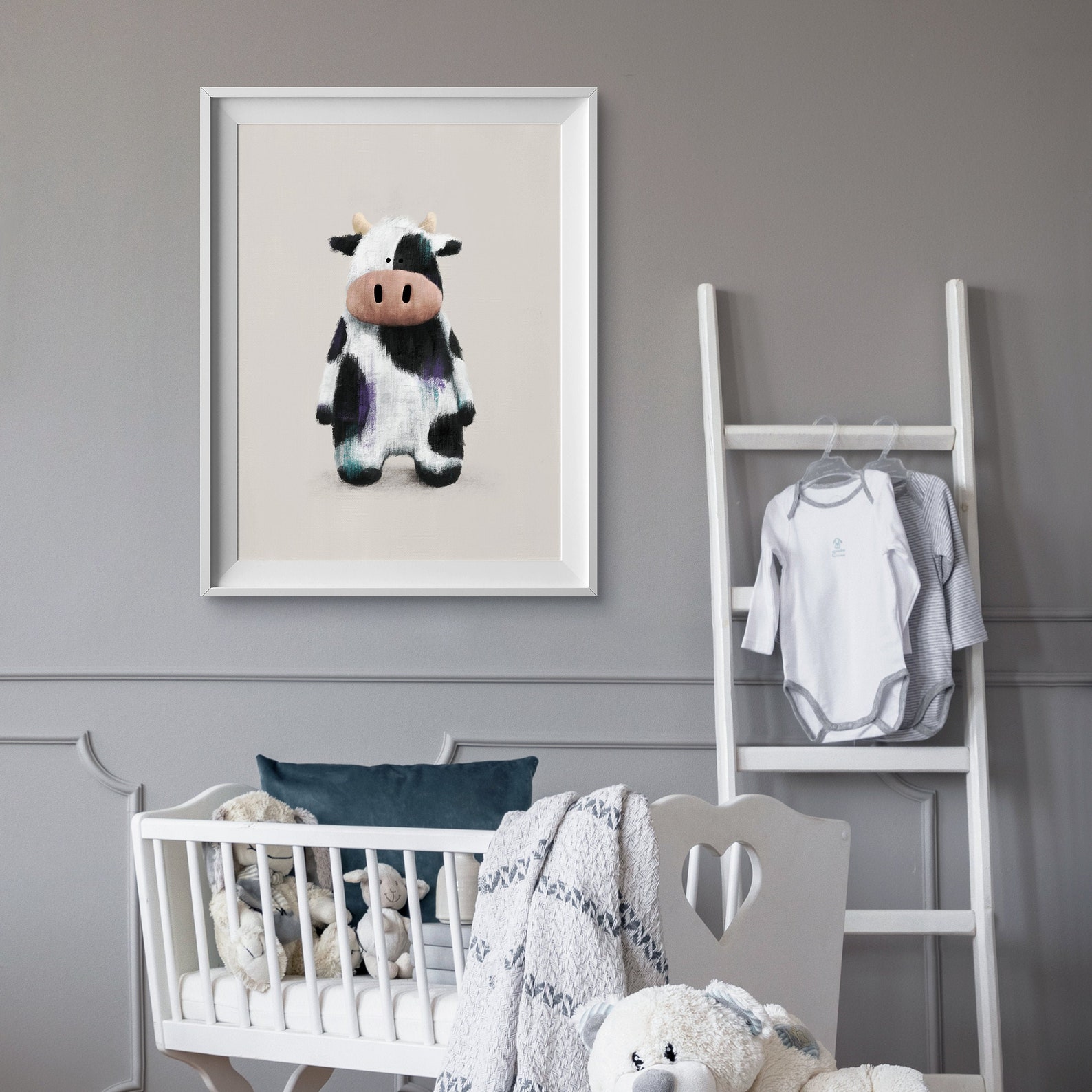 Pippa the Cow Nursery Print - Farmyard Cow Animal Nursery Print | Cow ...