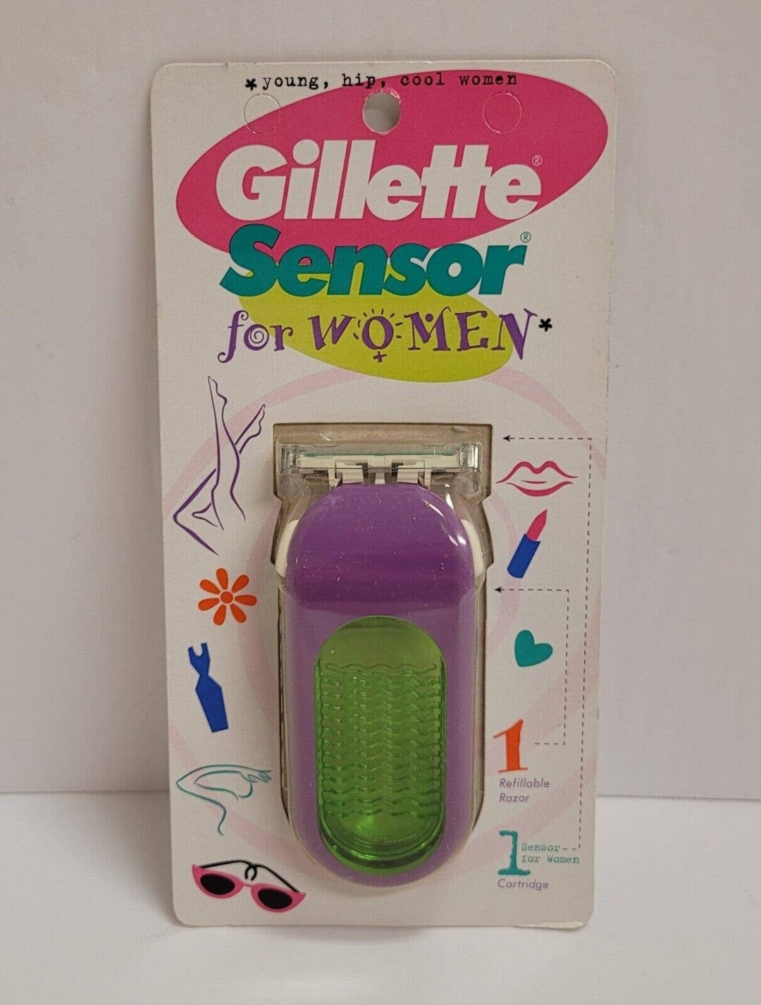 Gillette Sensor Excel Women Handle Shaver Razor ONE BLADE NOS 1997 ...