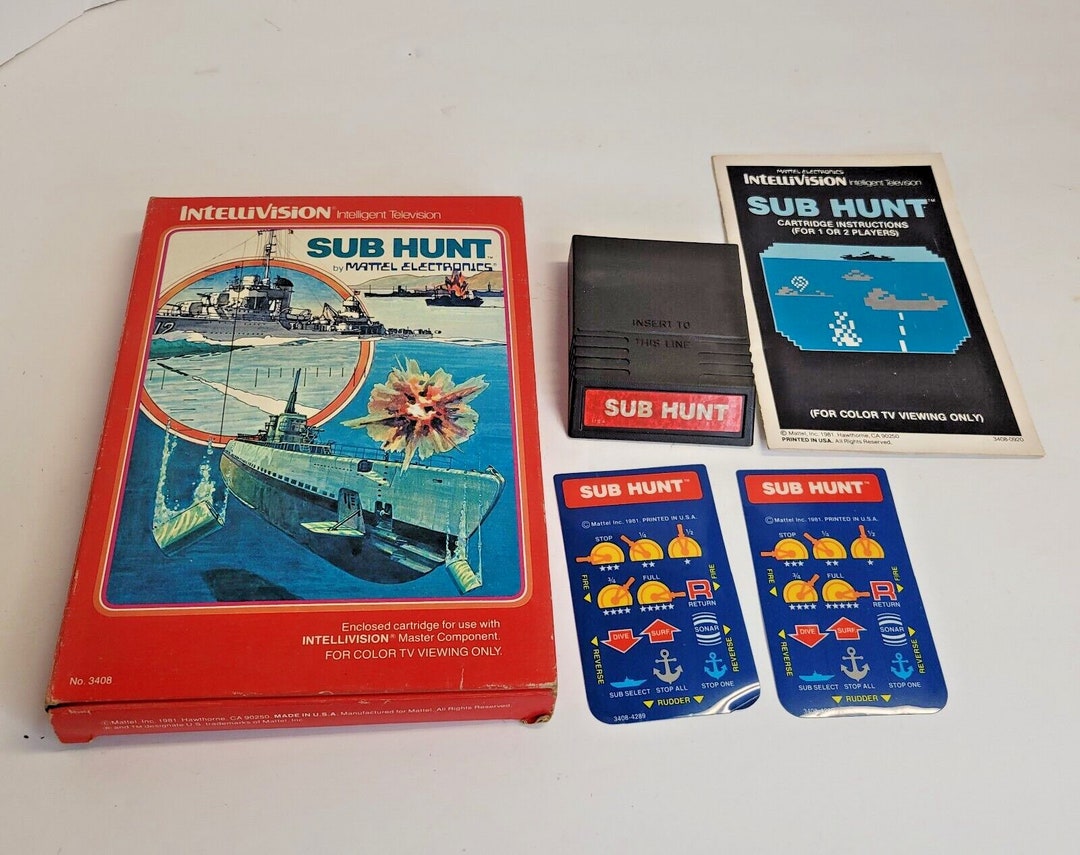 Mattel Intellivision Sub Hunt Video Game - Complete W/ Overlays Tested ...