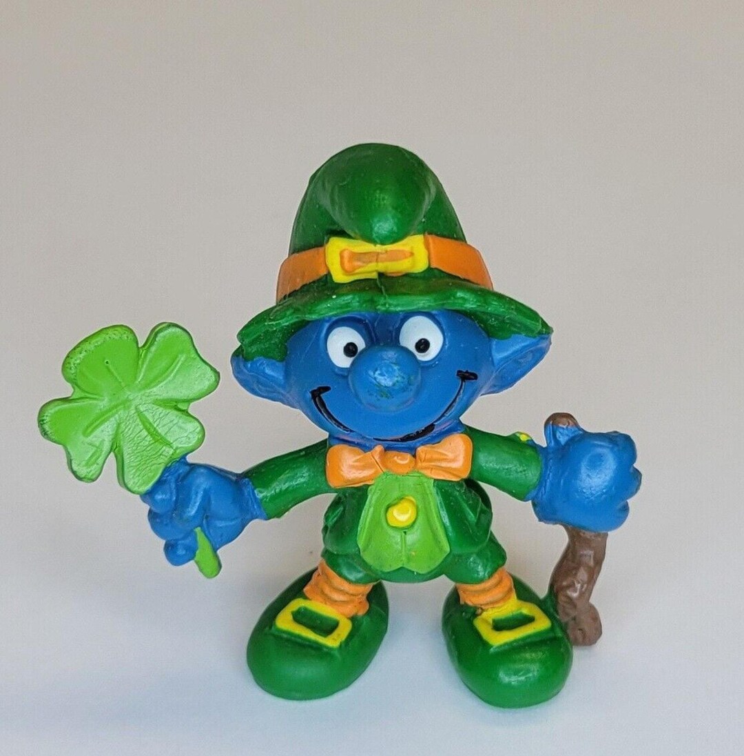 Vintage 1982 Peyo Smurfs Good Luck Irish Shamrock Leprechaun Made in ...