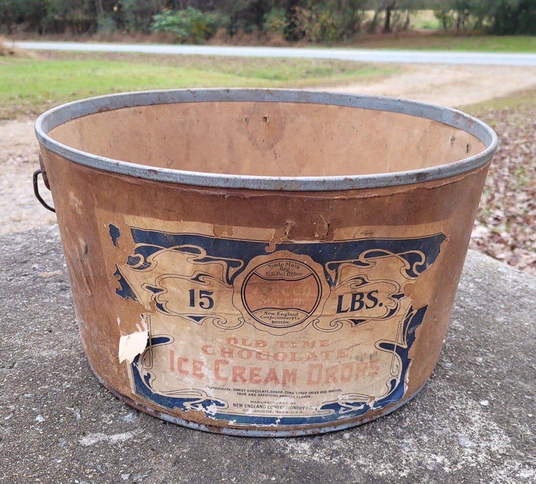 Vintage 15 Lb. NECCO Old Tyme Chocolate Ice Cream Drops Candy Cardboard ...
