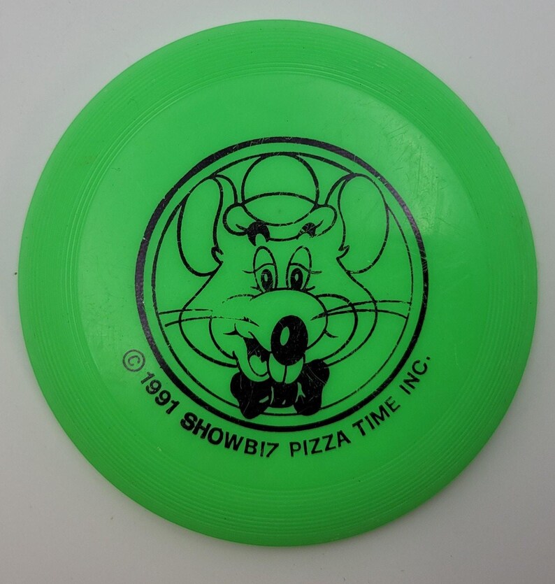 1991 Vtg CHUCK E CHEESE Mini FRISBEE 3.5" Flying Disc Showbiz Pizza ...