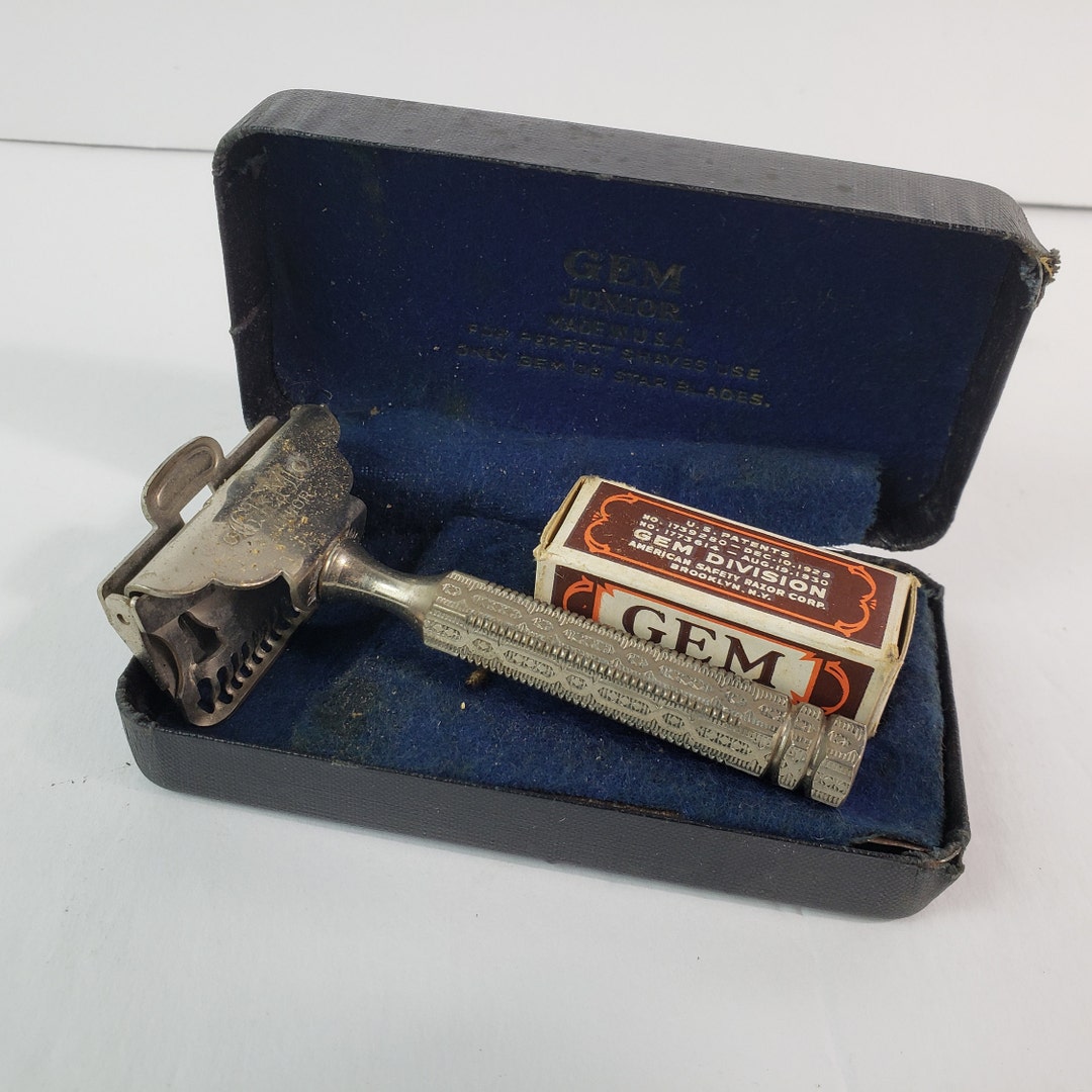 Vintage GEM JUNIOR Safety Razor W/ Original Box & Box of Razors 1940's ...