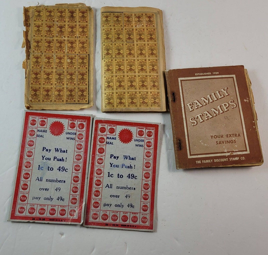 Vintage Lot of 2 Pay What You Push & Family Stamps Booklet 1950's 60's ...