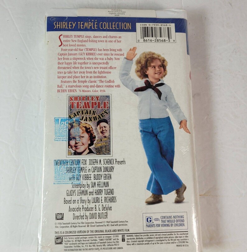 Captain January VHS 1995 Clamshell NEW SEALED Shirley - Etsy