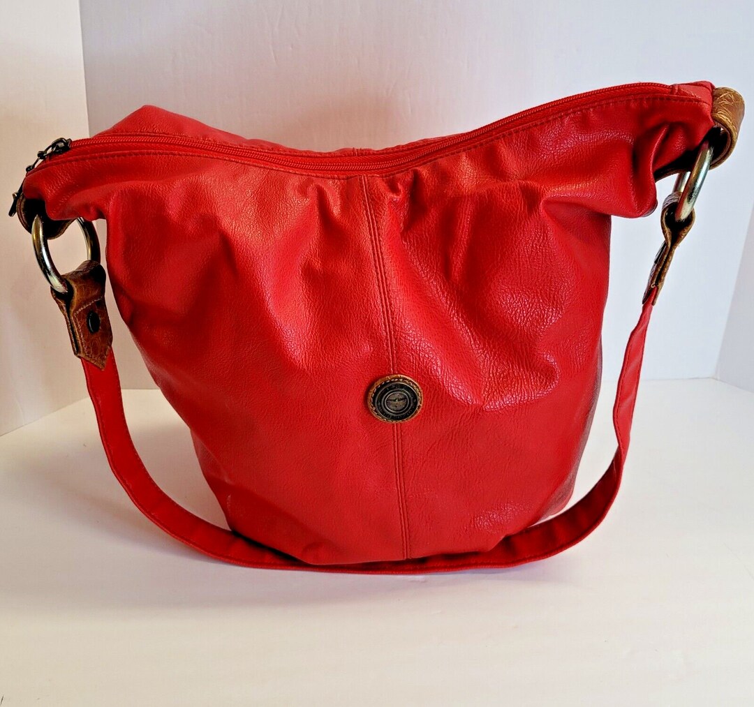 Vintage Capezio 1980s Crimson Red Leather Hobo Shoulder Purse Bag ...