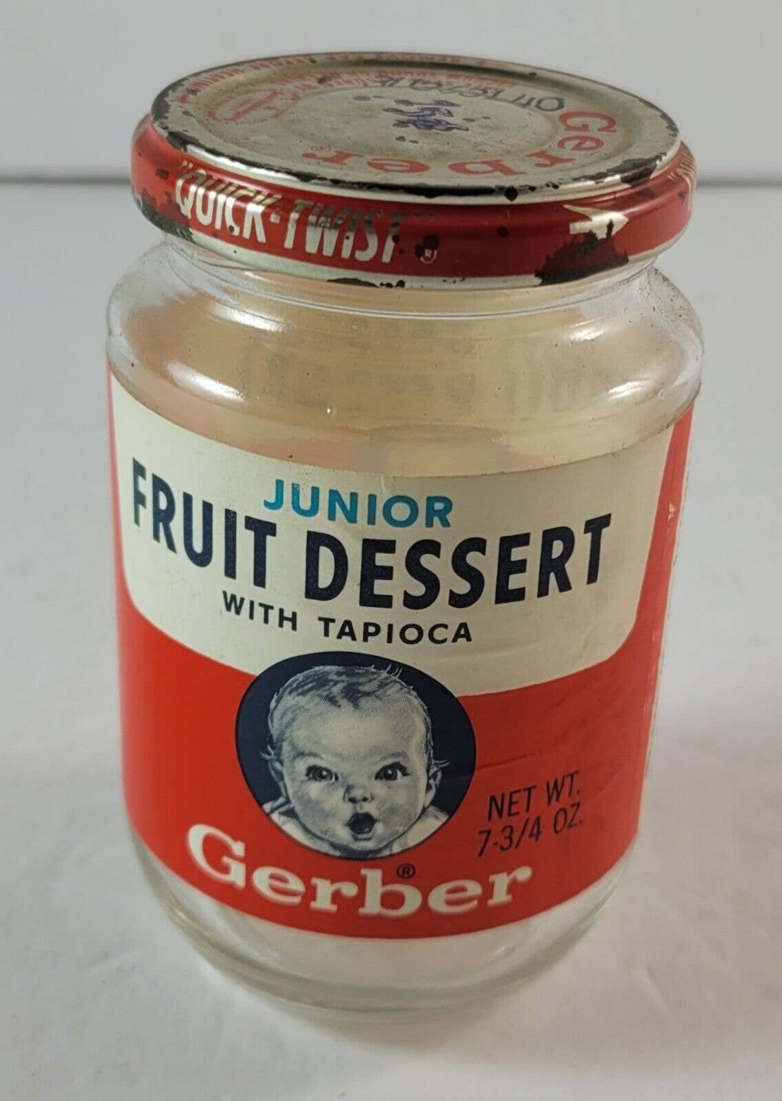 Vintage Gerber Baby Food Jar 1960s Fruit Dessert Tapioca Junior Dessert ...