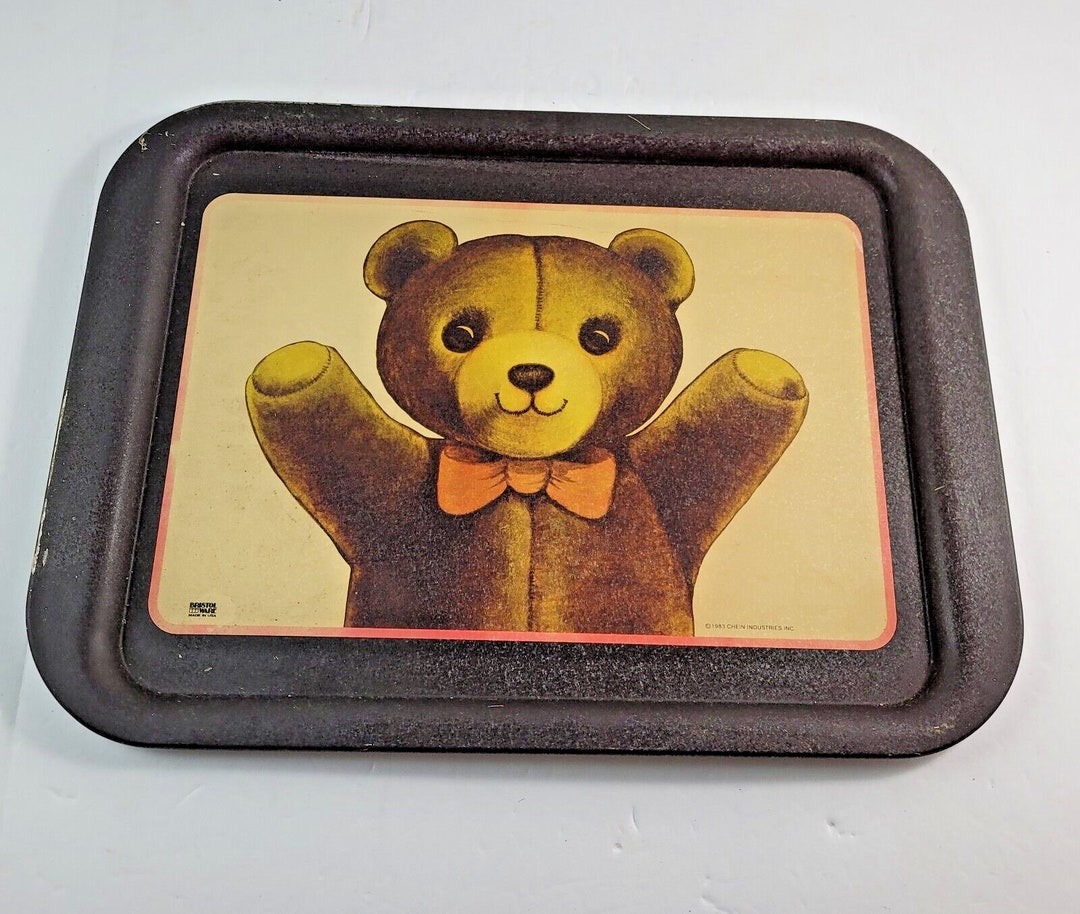 Vintage Bristol Ware Teddy Bear Tin Tray Brown Made in USA 1983 Chein ...