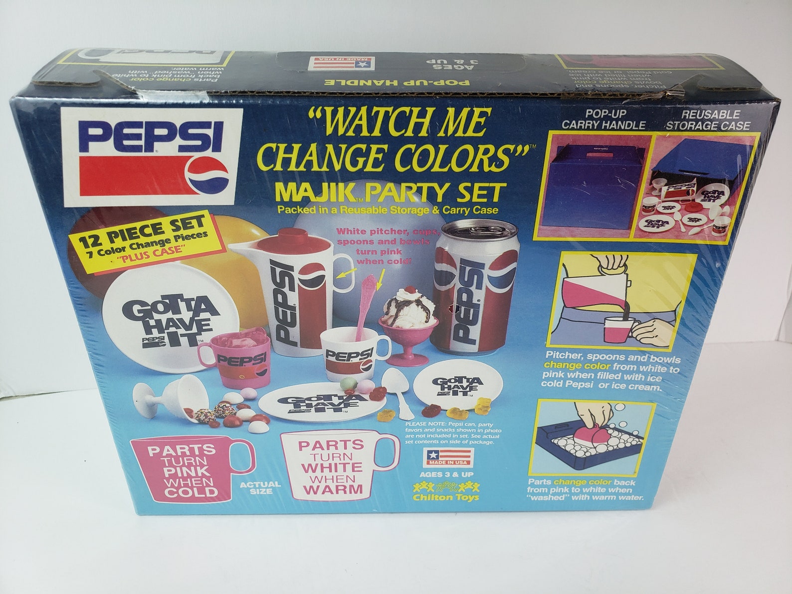 Vintage 1990 Pepsi Majik Party Set NIB Sealed 12 Piece Set 7 Color ...