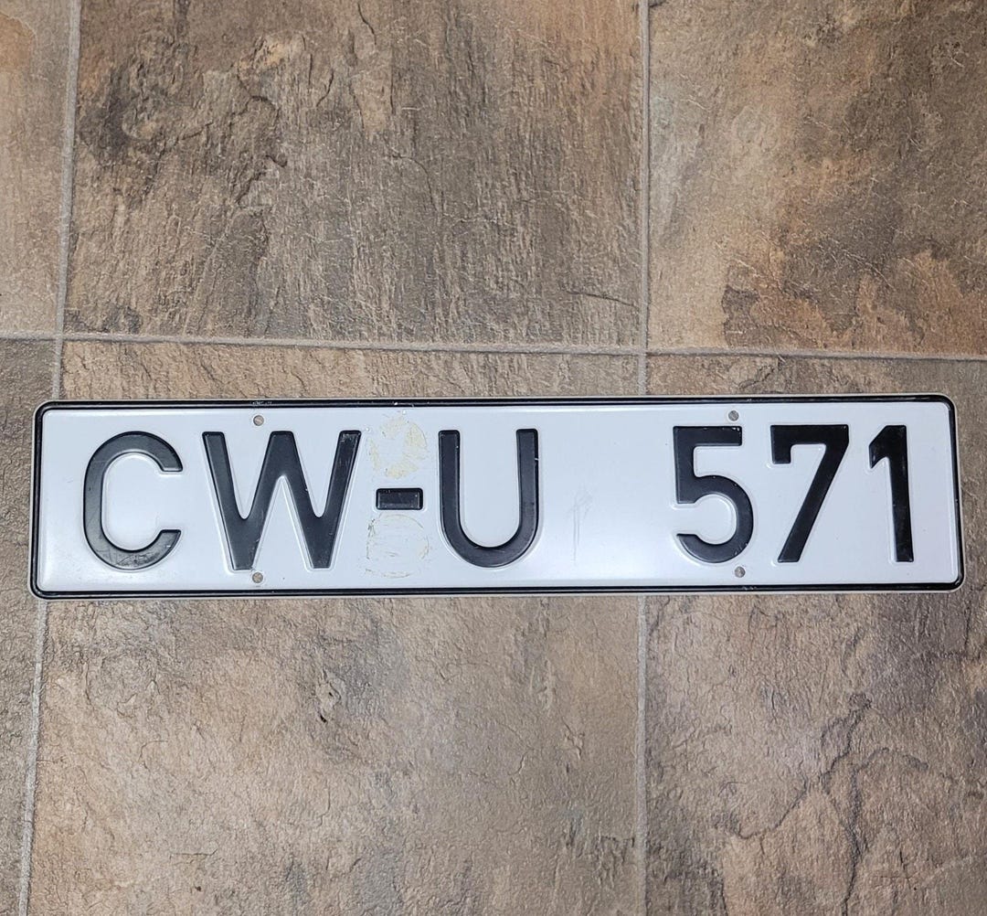 German European License Plate Black White CW-U 571 20.5" - Etsy