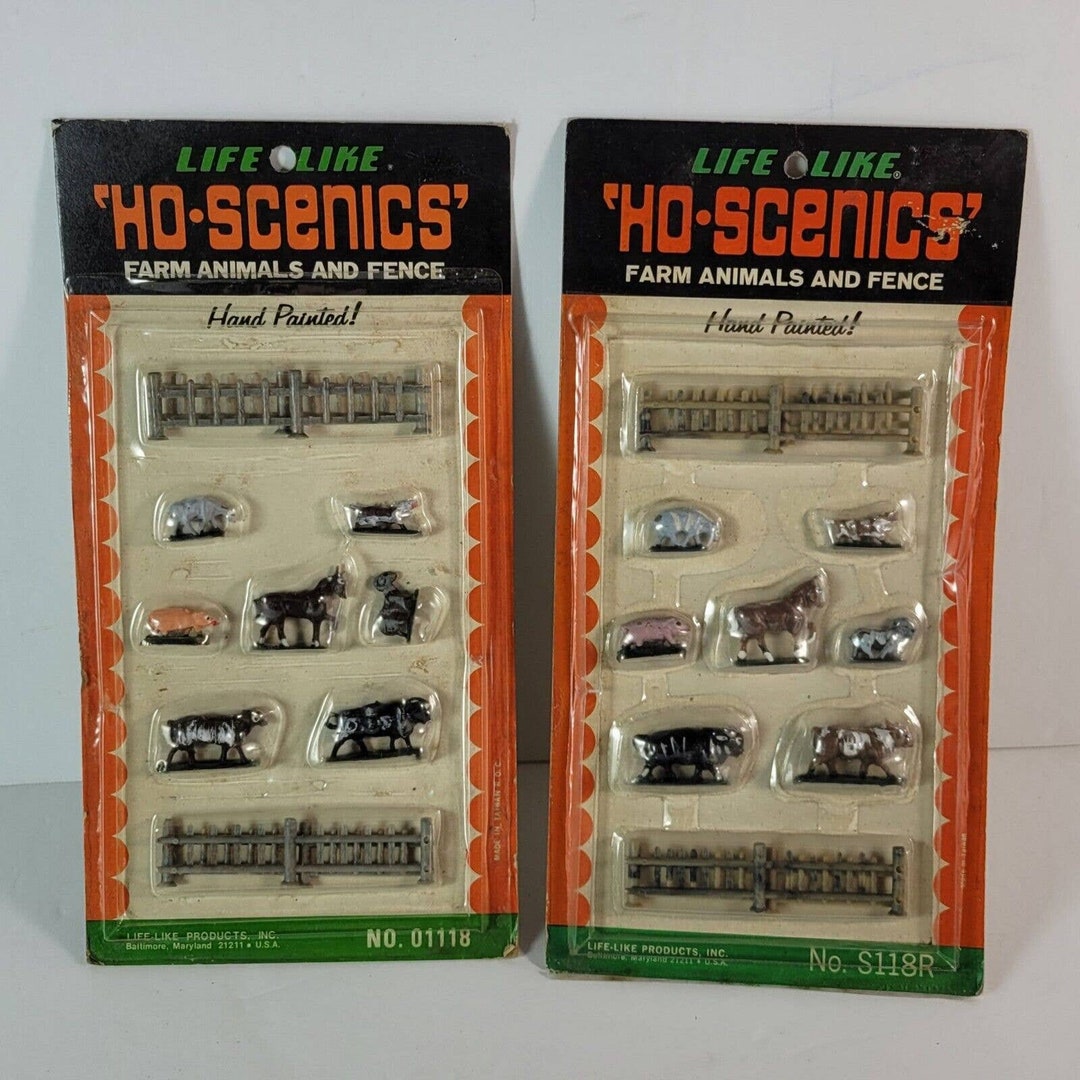 Lot 2 Vintage Life-like Train HO Scale Scenes Farm Animals & Fence for ...