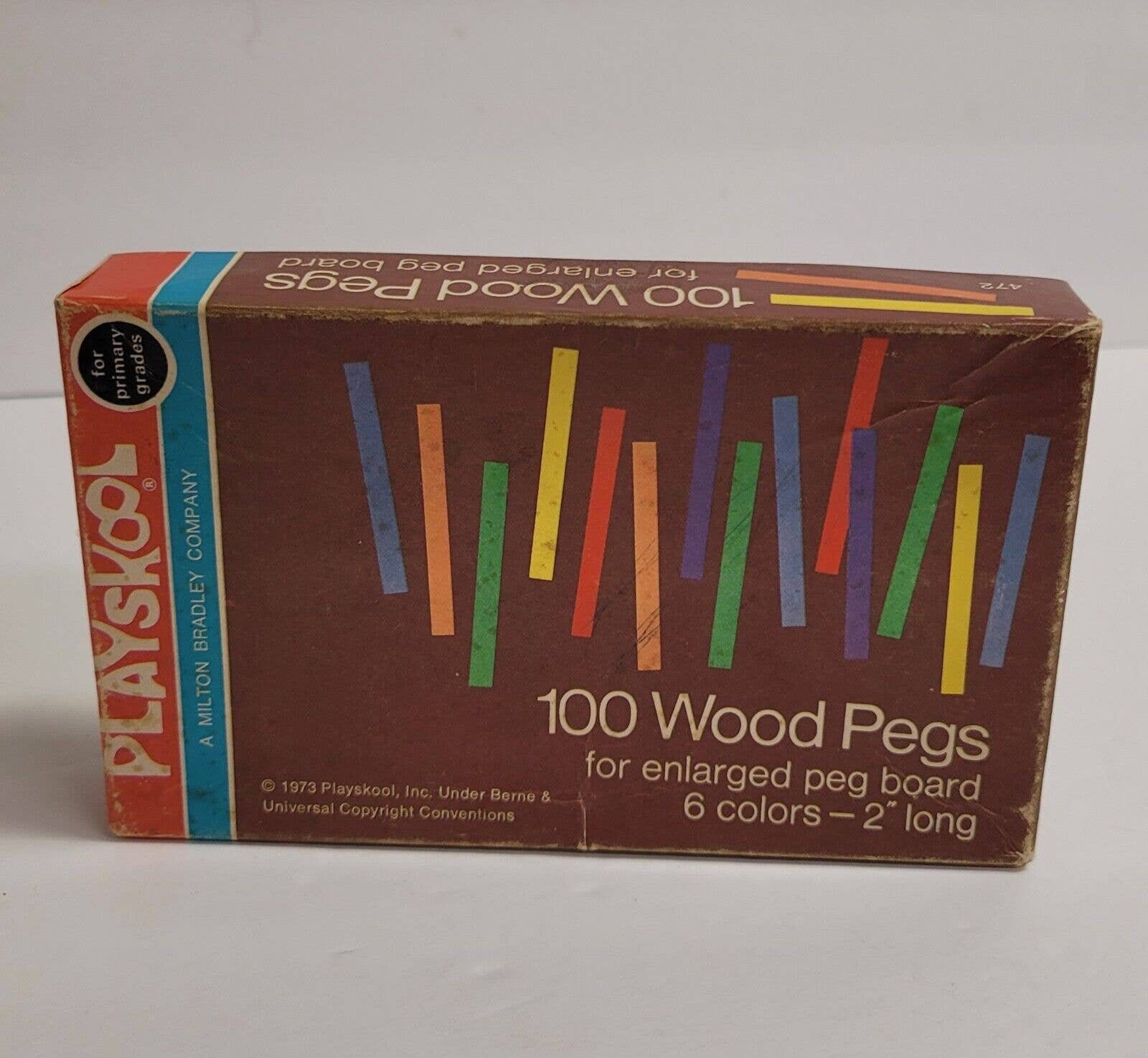 Vintage Playskool Box of Wooden Pegs for Enlarged Peg Board 6 Colors ...