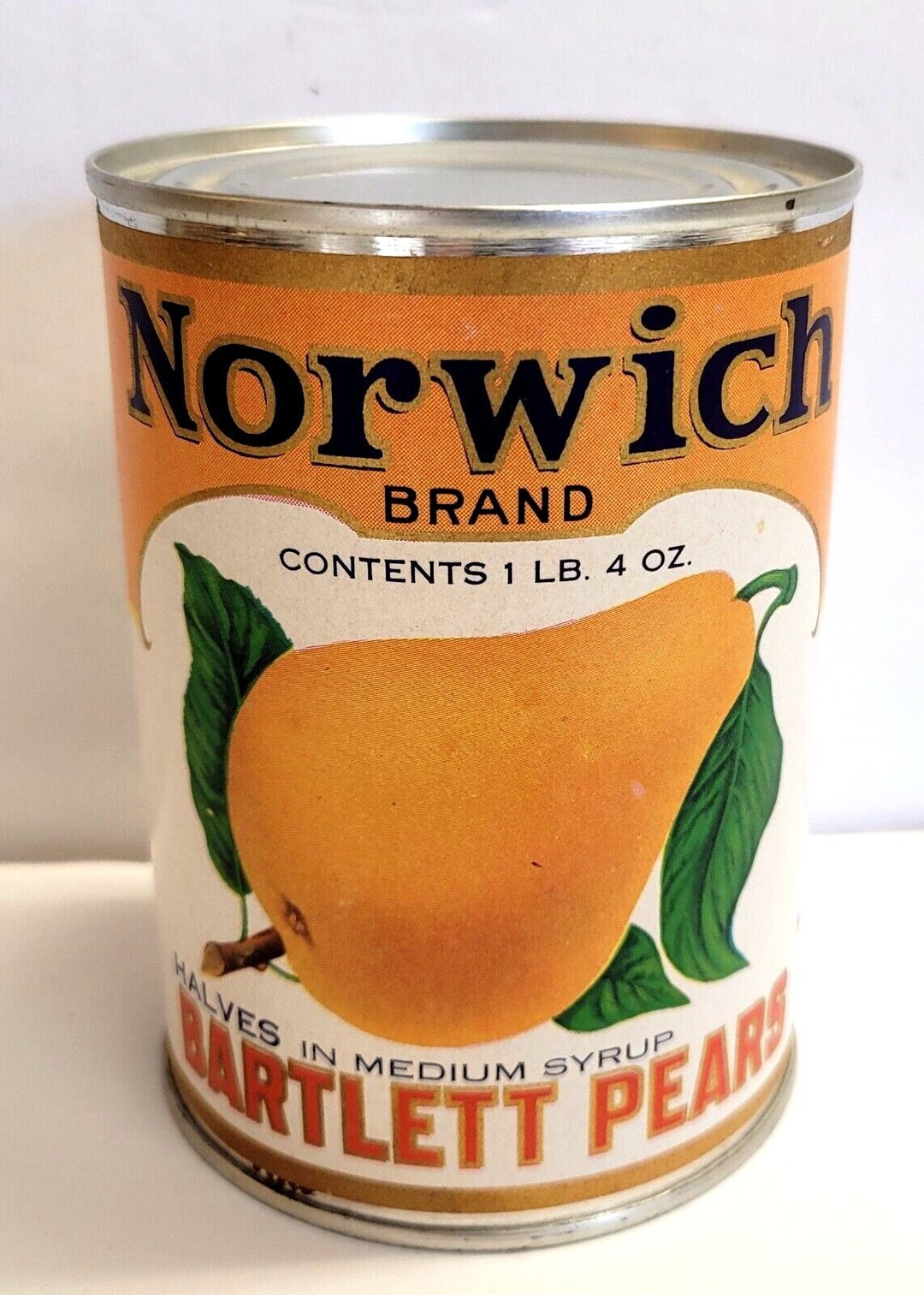 Norwich Bartlett Pears Tin Can W.H. Dunne Co. Norwich, NY C1949-50's ...