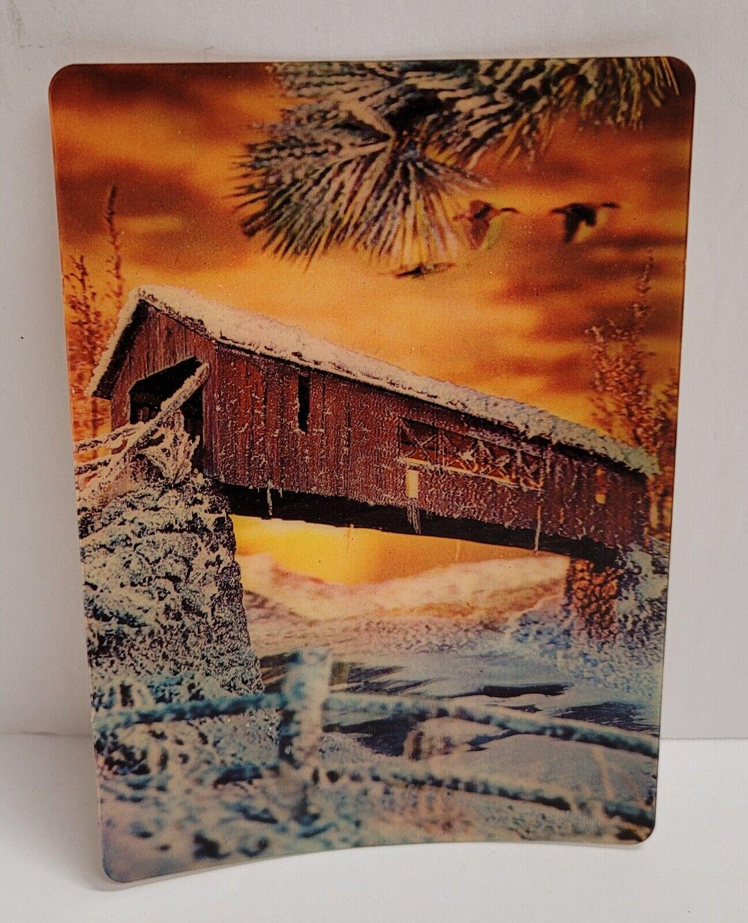 Vintage Covered Bridge in Winter 1960's Vari-vue Lenticular 3-D ...