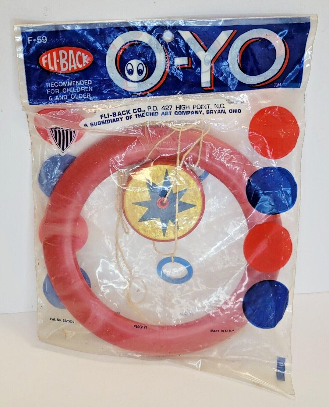 Vintage Ohio Art Fli-back O-yo Toy Open and Used in Packaging USA Made ...