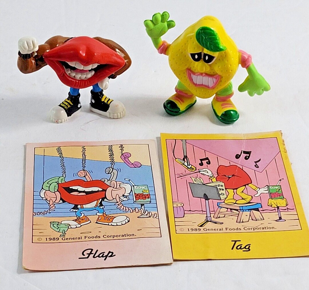 Vintage 90's Real Lemon Figure Mascot & Tang Lips Advertising Toy Lot W ...