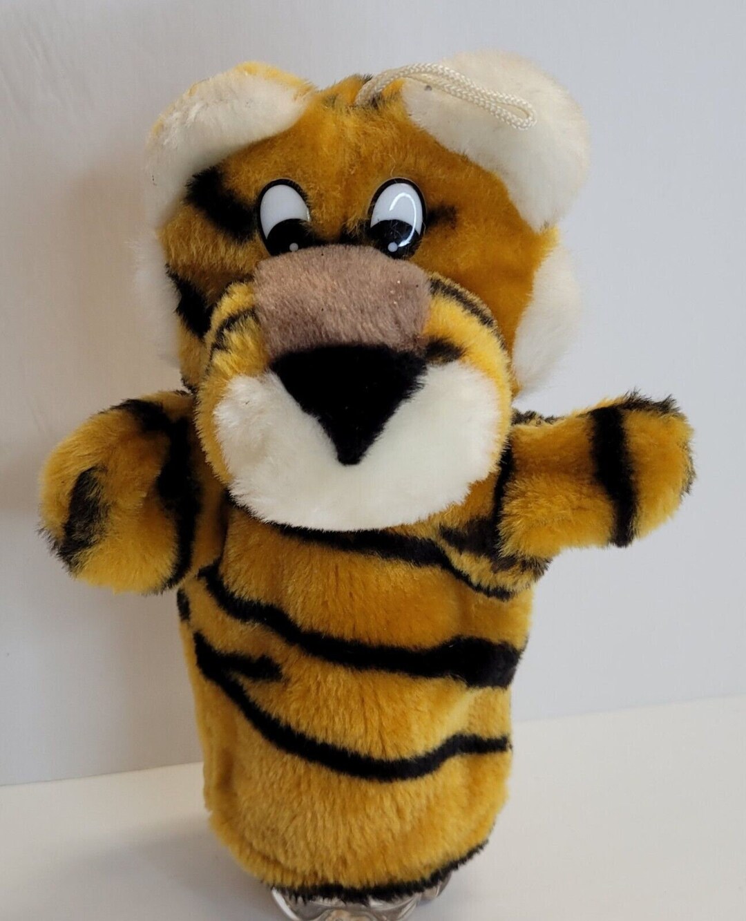 Vintage 8” TIGER Hand Puppet Plush Stuffed Collectible Soft Toy Play 80 ...