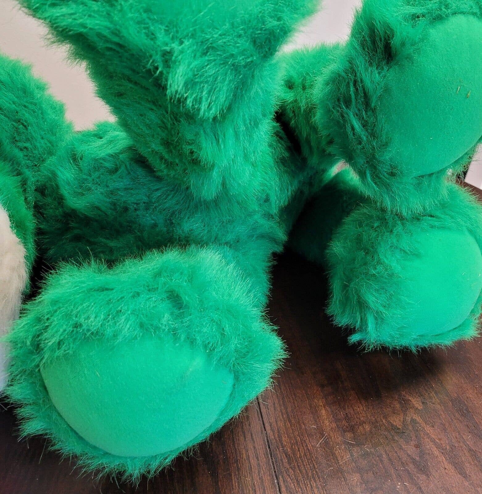 Vintage LARGE 1994 Liberty Toy Green Dog Plush Toy 30