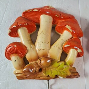 Vintage Miller Studios 1981 Mushrooms Chalkware Wall Hangers Decor Mid ...