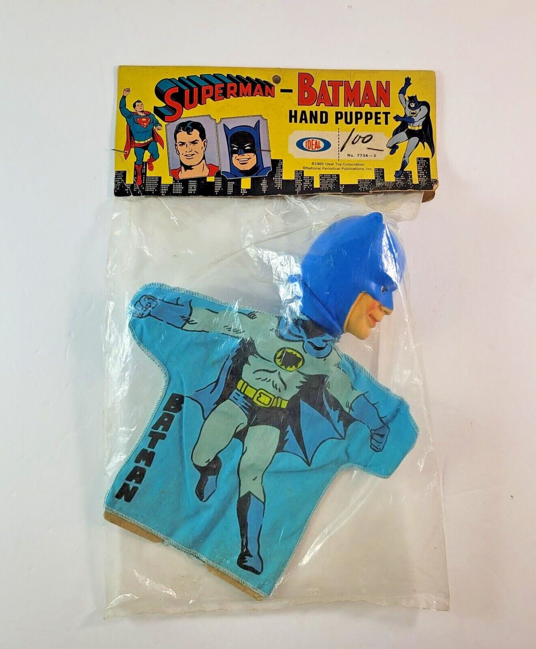 Vintage BATMAN Hand Puppet 1965 Ideal Toys SEALED in Package CLOTH Body ...