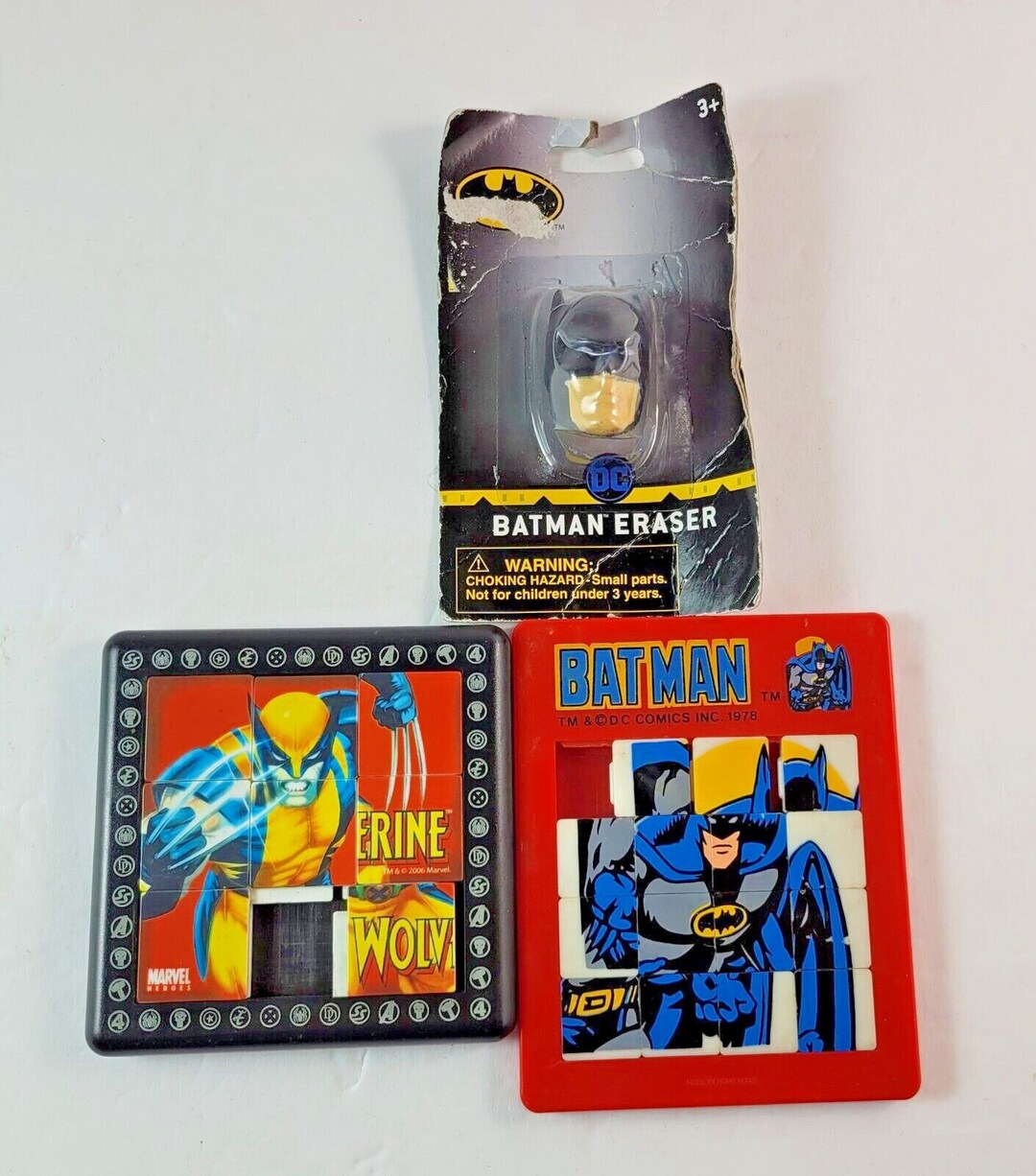 Vintage 1978 DC Comics Batman Slide Puzzle & Bonus Eraser Wolverine X ...