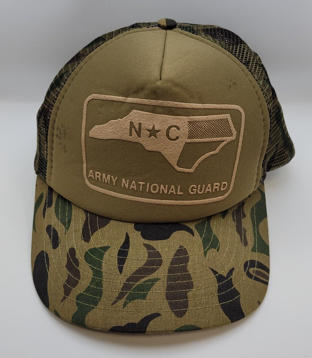 Vtg NC NATIONAL GUARD Army Camo Mesh Trucker Snapback Hat Cap North ...