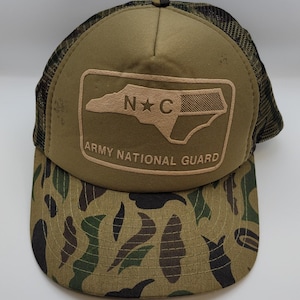 Vtg NC NATIONAL GUARD Army Camo Mesh Trucker Snapback Hat Cap North ...