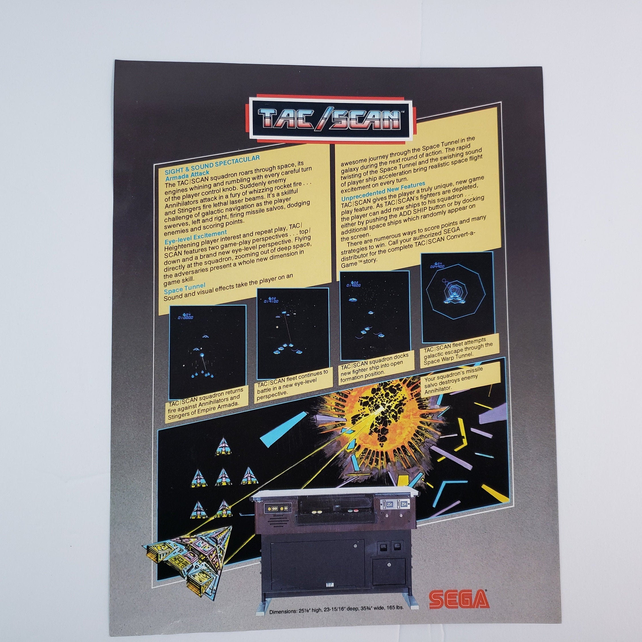 Vintage Sega TAC/SCAN Arcade Machine Video Game Original Flyer 1982 ...
