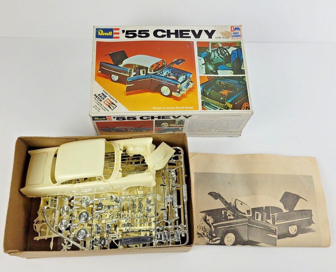 Vintage Revell 55 CHEVY Model Kit Unbuilt Street Classics 1/25th Scale ...