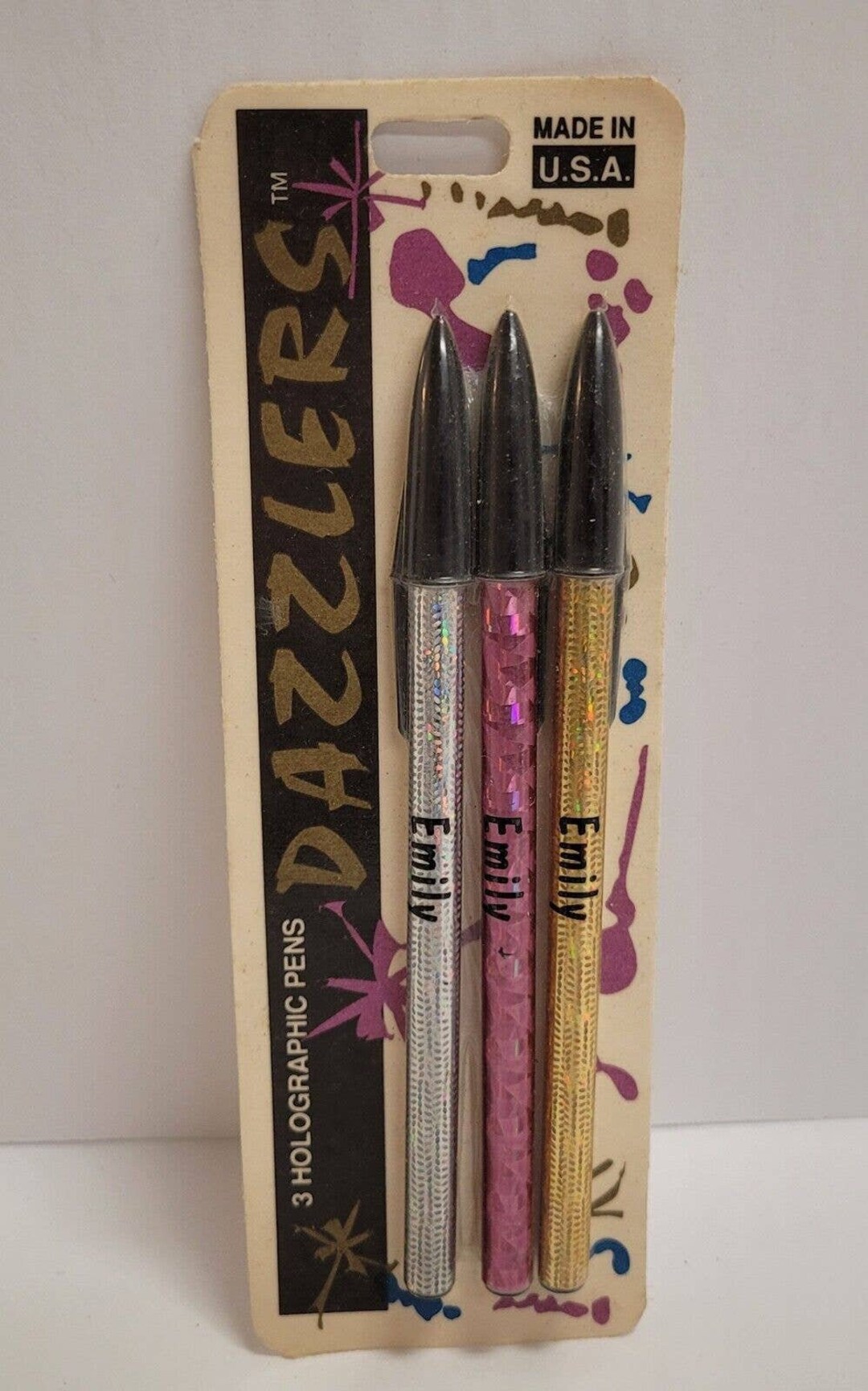 Vintage Dazzlers Holographic Pens - Emily - 3pk Made in USA 1993 H&L ...