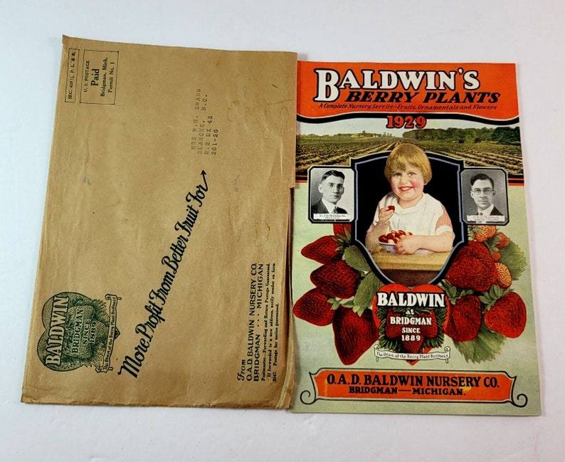 Vintage 1929 O.A.D. Baldwin Nursery Catalog Book Berry Plants Bridgman ...