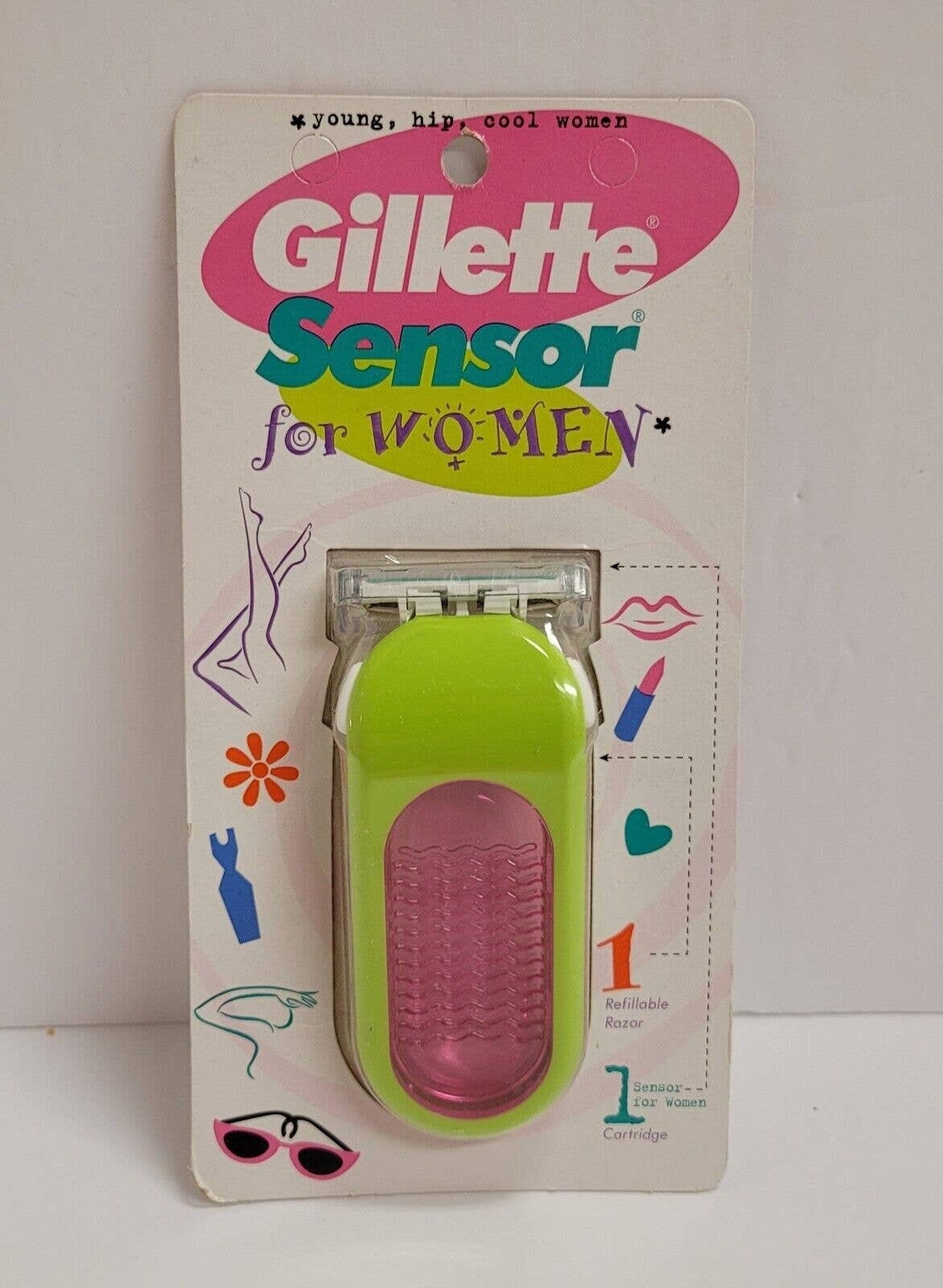 Gillette Sensor Excel Women Handle Shaver Razor ONE BLADE NOS 1997 ...