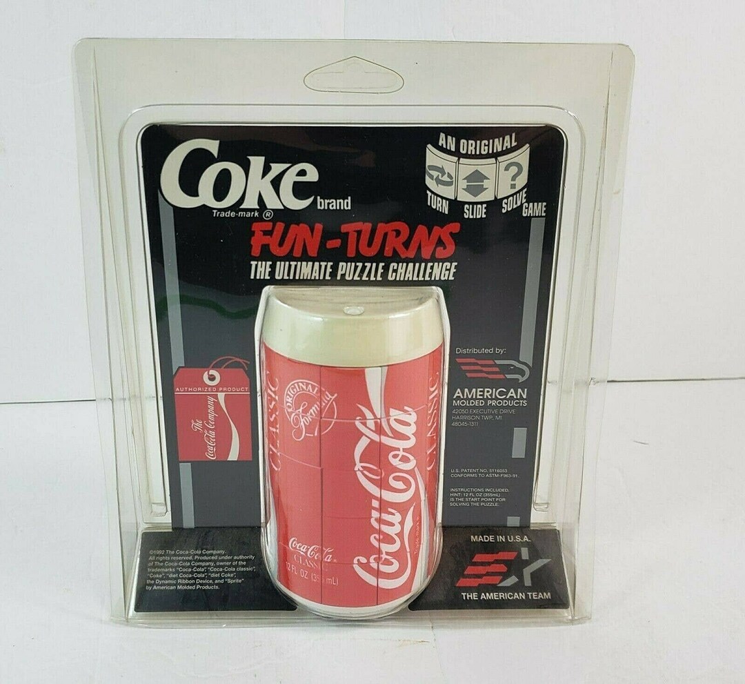 Vintage 1992 Coke Fun-turns Puzzle Coca-cola Games Puzzle Soda Can RARE ...