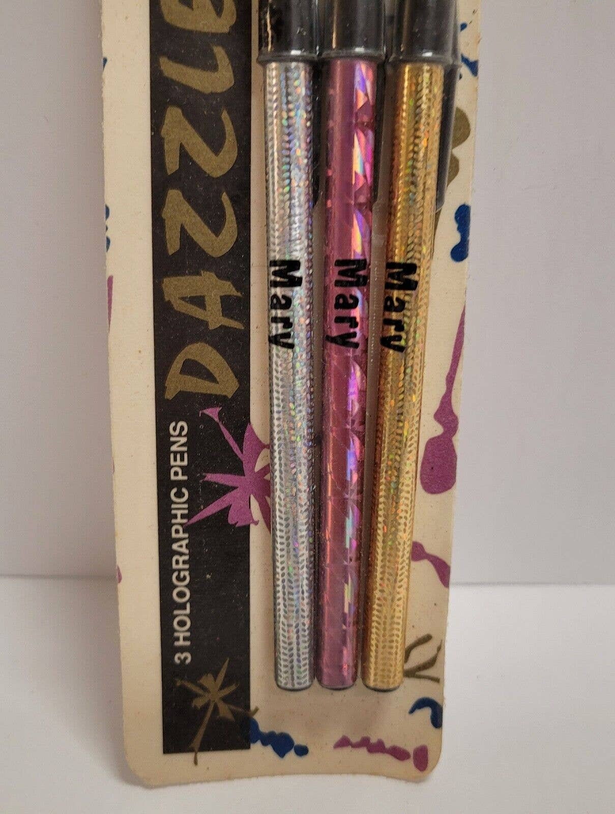 Vintage Dazzlers Holographic Pens - Mary - 3pk Made in USA 1993 H&L Ent ...