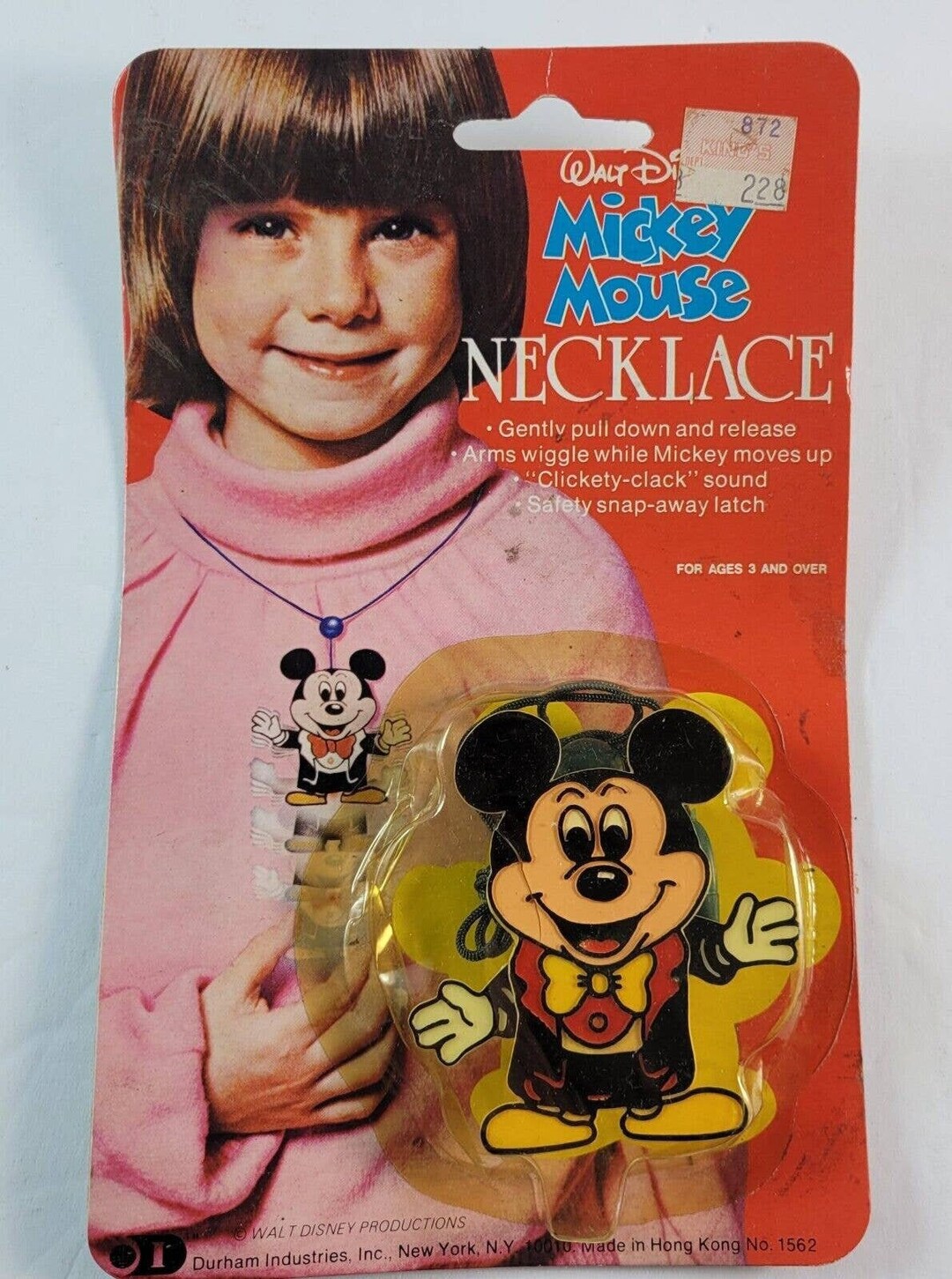 Vintage Durham Ind. Mickey Mouse Wiggle Necklace Walt Disney NEW SEALED ...